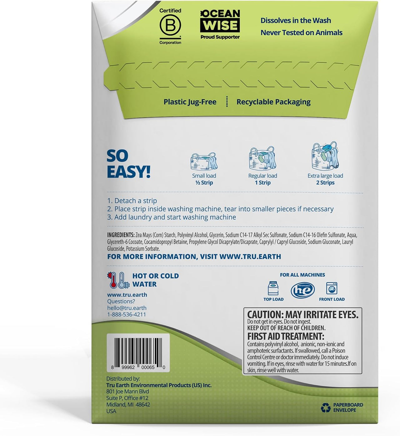 Tru Earth Laundry Detergent Strips Fragrance Free - 32 ea – Vegan Black ...