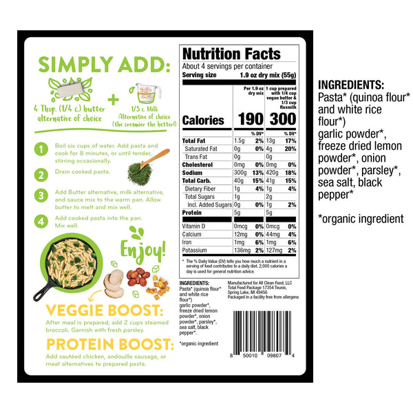 Creamy Garlic Pasta | Vegan | Gluten Free | All Clean Food - Vegan ...