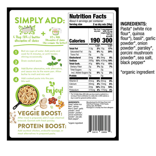 Porcini Mushroom Pasta | Vegan | Gluten Free | All Clean Food - Vegan ...