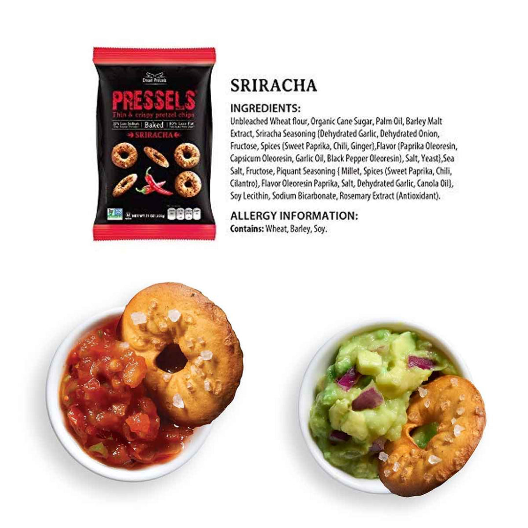 Baked Sriracha Thin & Crispy Pretzel Chips - 7.1 oz | Pressels | Vegan ...