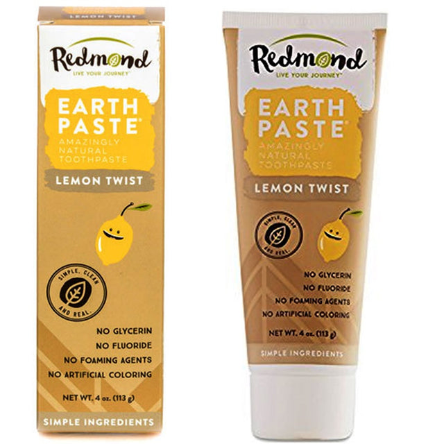 Amazingly Natural Toothpaste Lemon Twist | Redmond Earthpaste – Vegan ...
