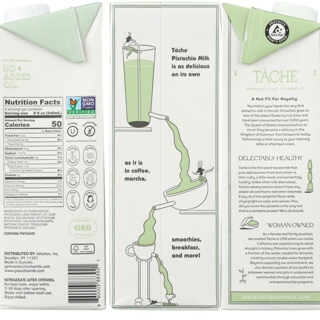 Táche Pistachio Milk Original Unsweetened | Tache Milk | Pistachio Milk ...